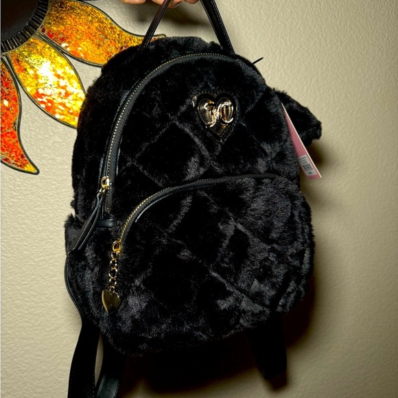 Juicy Couture | Bags | Juicy Couture Black Furry Soft Backpack Brand ...